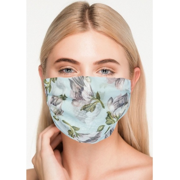 Accessories | Purple Chiffon Floral Print Face Mask | Poshmark